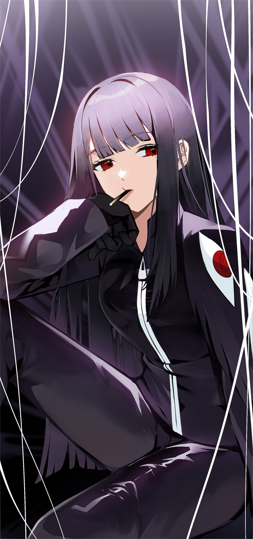 Safebooru - 1girl absurdres black cape black gloves black hair black jacket black pants cape ...