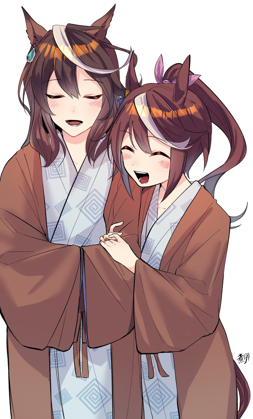 Safebooru - 2girls ^ ^ absurdres alternate costume animal ears arm hug artist name bath yukata ...