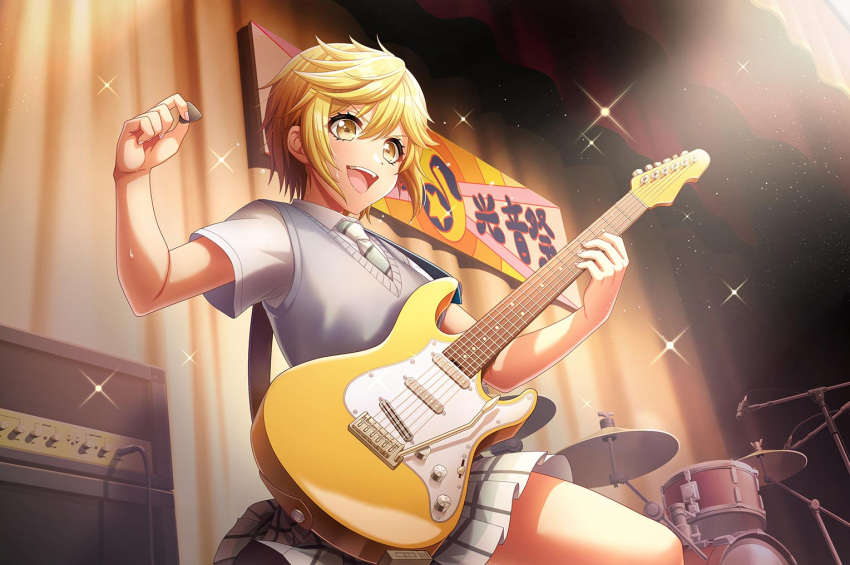 Safebooru - blonde hair d4dj dress short hair smile tsukimiyama nagisa yellow eyes | 4453525