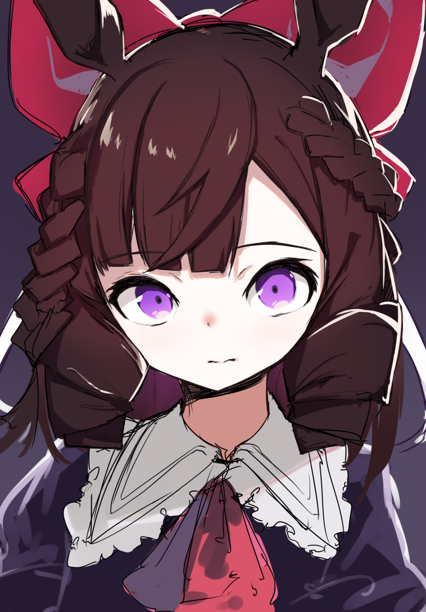 Safebooru - 1girl absurdres animal ears ascot blunt bangs bow braid brown hair daiichi ruby ...