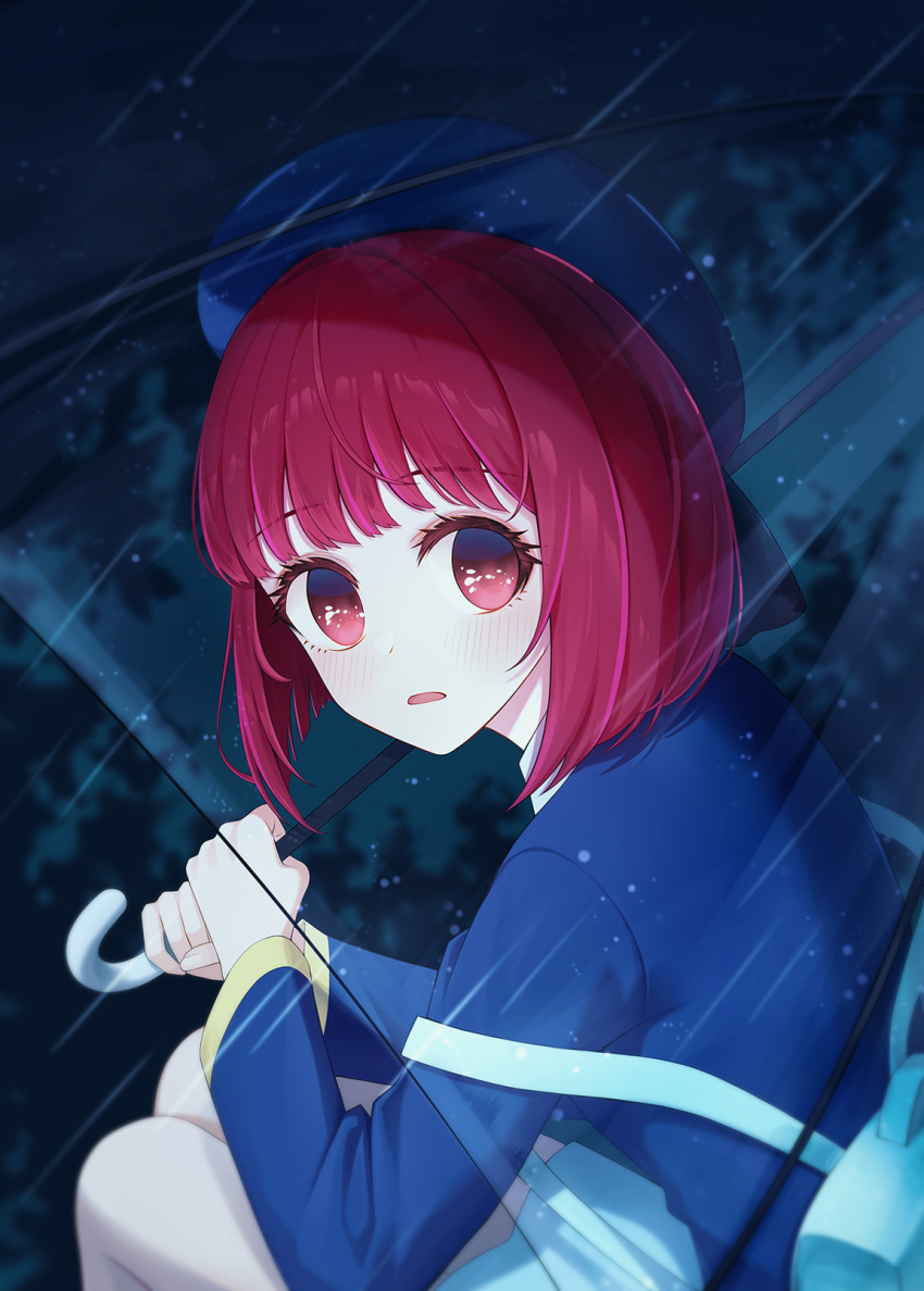 Safebooru - 1girl arima kana black jacket blue headwear blue jacket blush hat hat ribbon highres ...