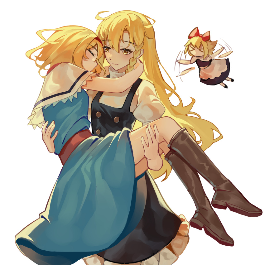 Safebooru - 2girls absurdres ailu elf alice margatroid black skirt black vest blonde hair blue ...