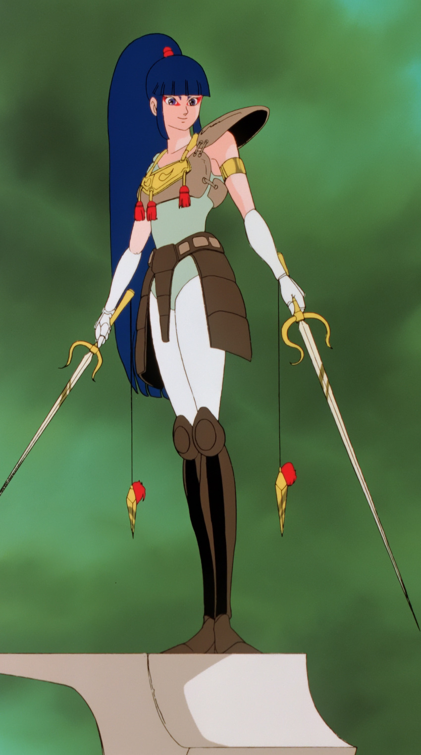 Safebooru - 1girl armor asymmetrical armor blue eyes blue hair elbow ...