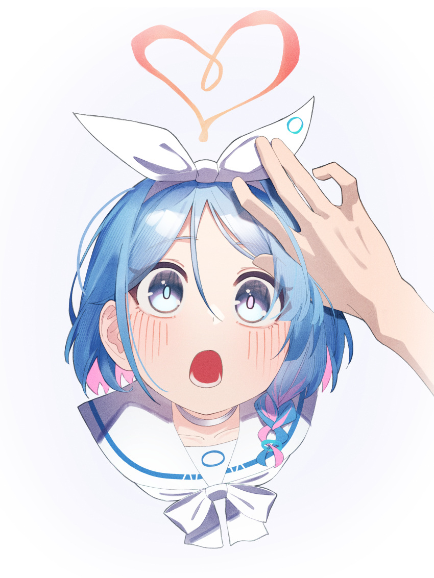 Safebooru - 1boy 1girl :o absurdres adjusting another's hair airo 00 arona (blue archive) blue ...