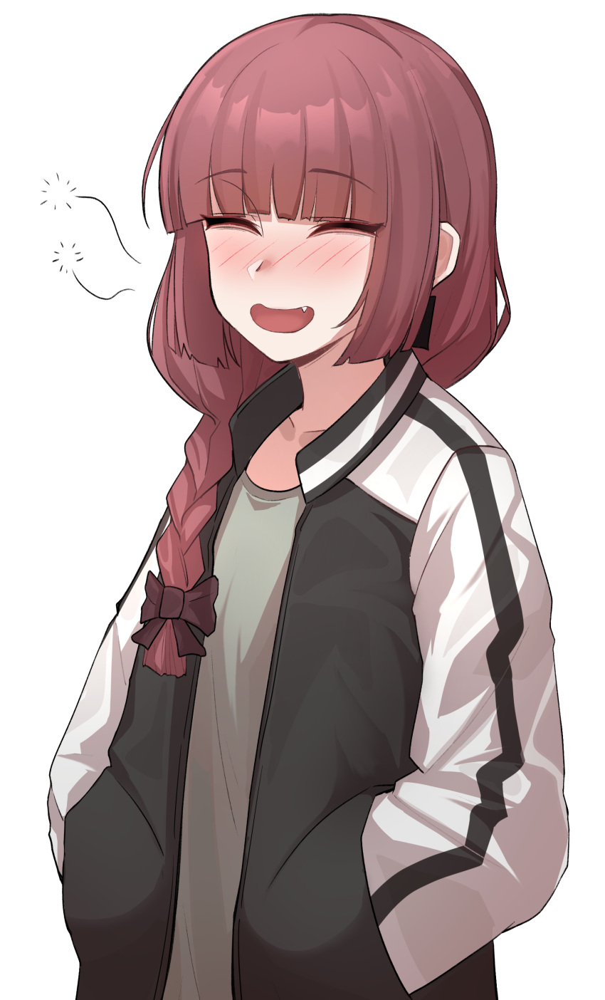 Safebooru - 1girl :d absurdres black jacket blunt bangs blush bocchi the rock! braid closed eyes ...