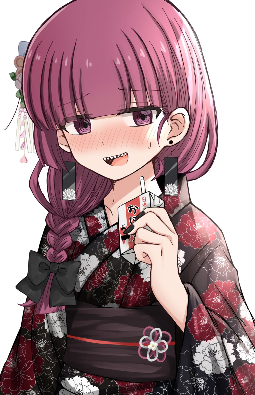 Safebooru - 1girl black kimono black nails blush bocchi the rock! braid ...