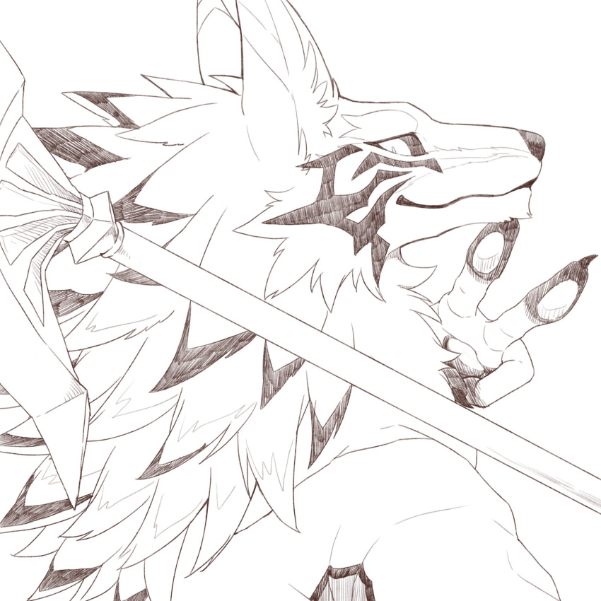 Safebooru - 1boy animal ears cane closed mouth commentary from side ...