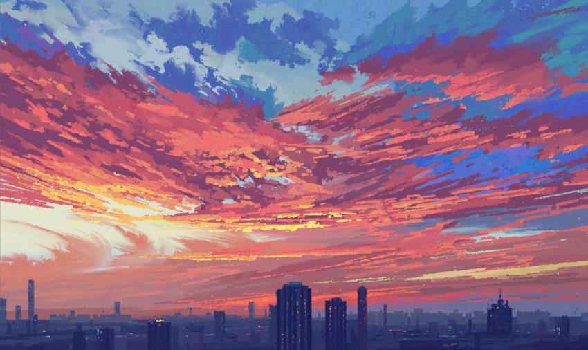 Safebooru Building City Clouds Cloudy Sky Evening Fangpeii Highres 6438