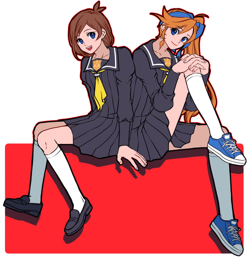Safebooru - 2girls ace attorney athena cykes black dress black footwear blue eyes blue footwear ...