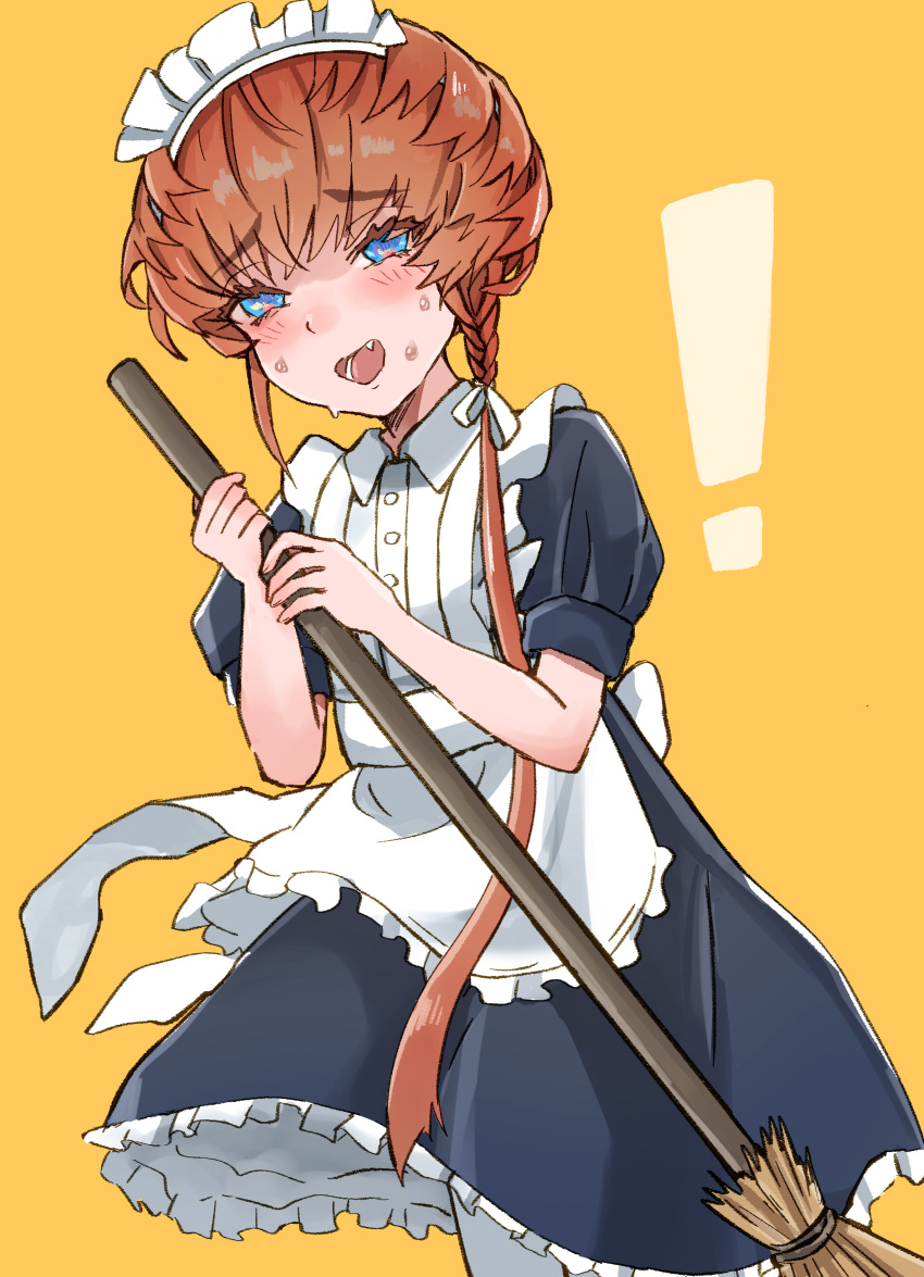 Safebooru - ! 1girl absurdres apron blue eyes blush braid broom brown hair buttons fate/grand ...