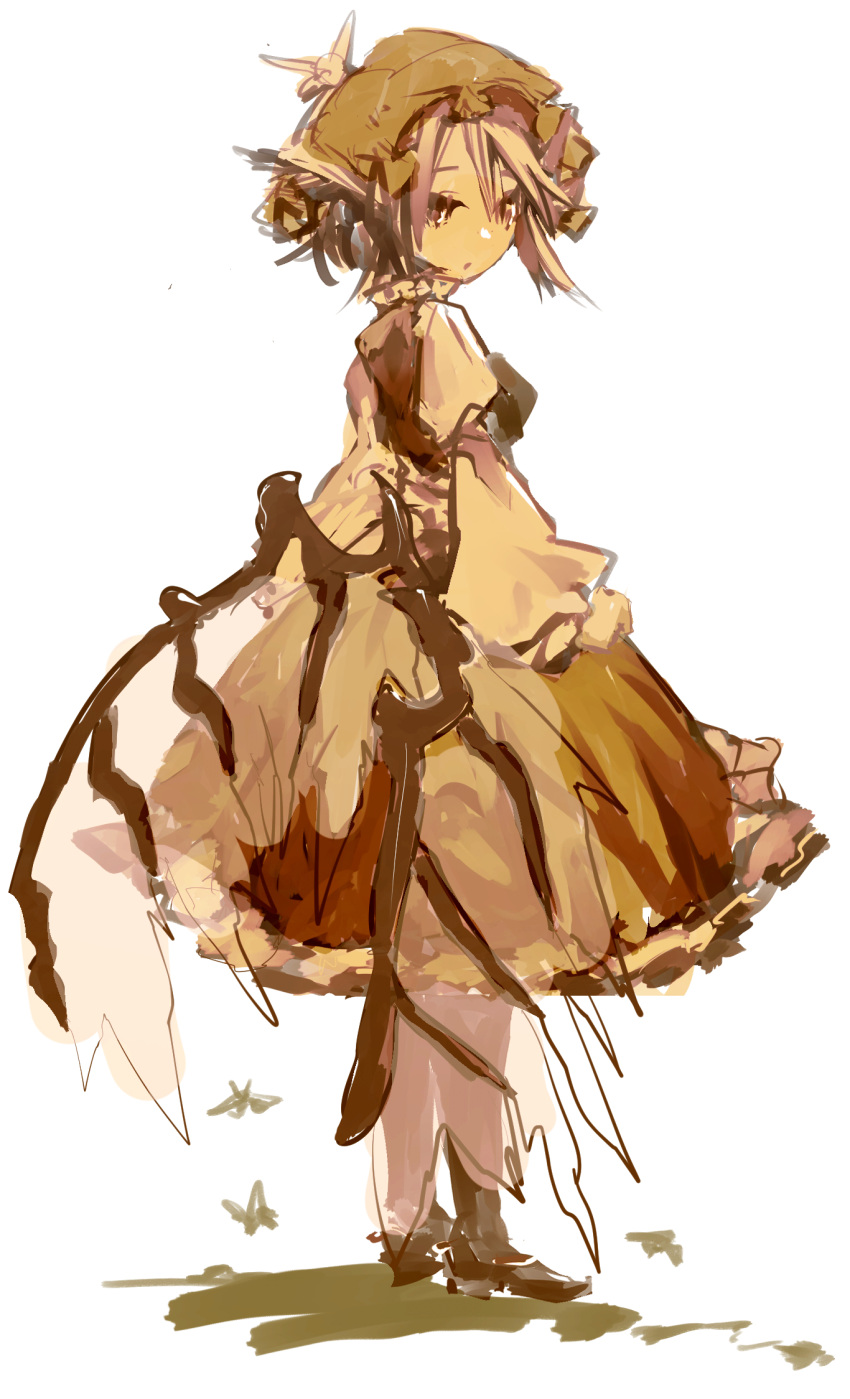 Safebooru - 1girl animal ears bird ears bird wings black footwear brown dress brown eyes brown ...