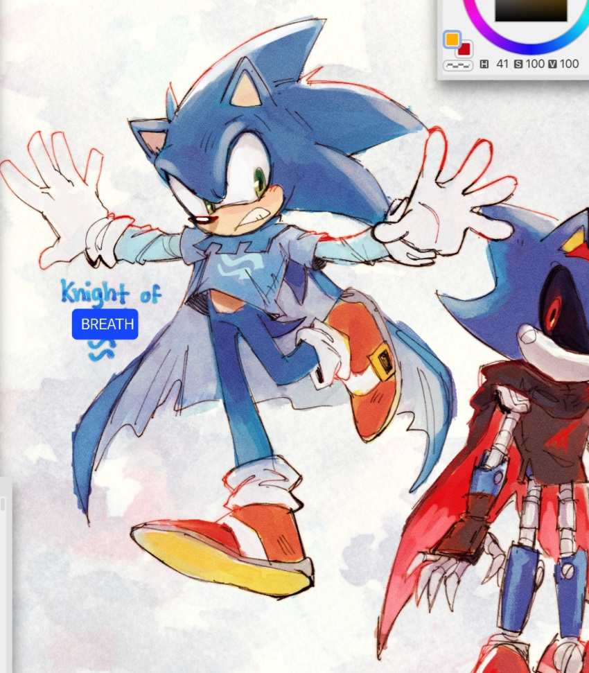 Safebooru - 2boys 9474s0ul animal ears animal nose art program in frame blue cape blue shirt ...