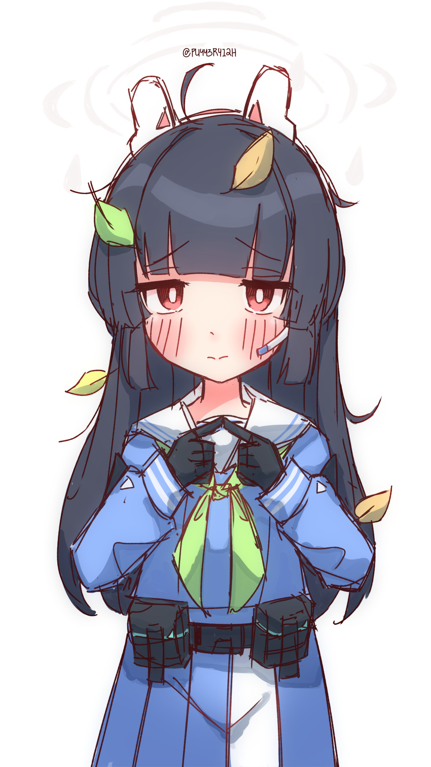 Safebooru - 1girl absurdres animal ears black hair blue archive blunt bangs blush chromatic ...