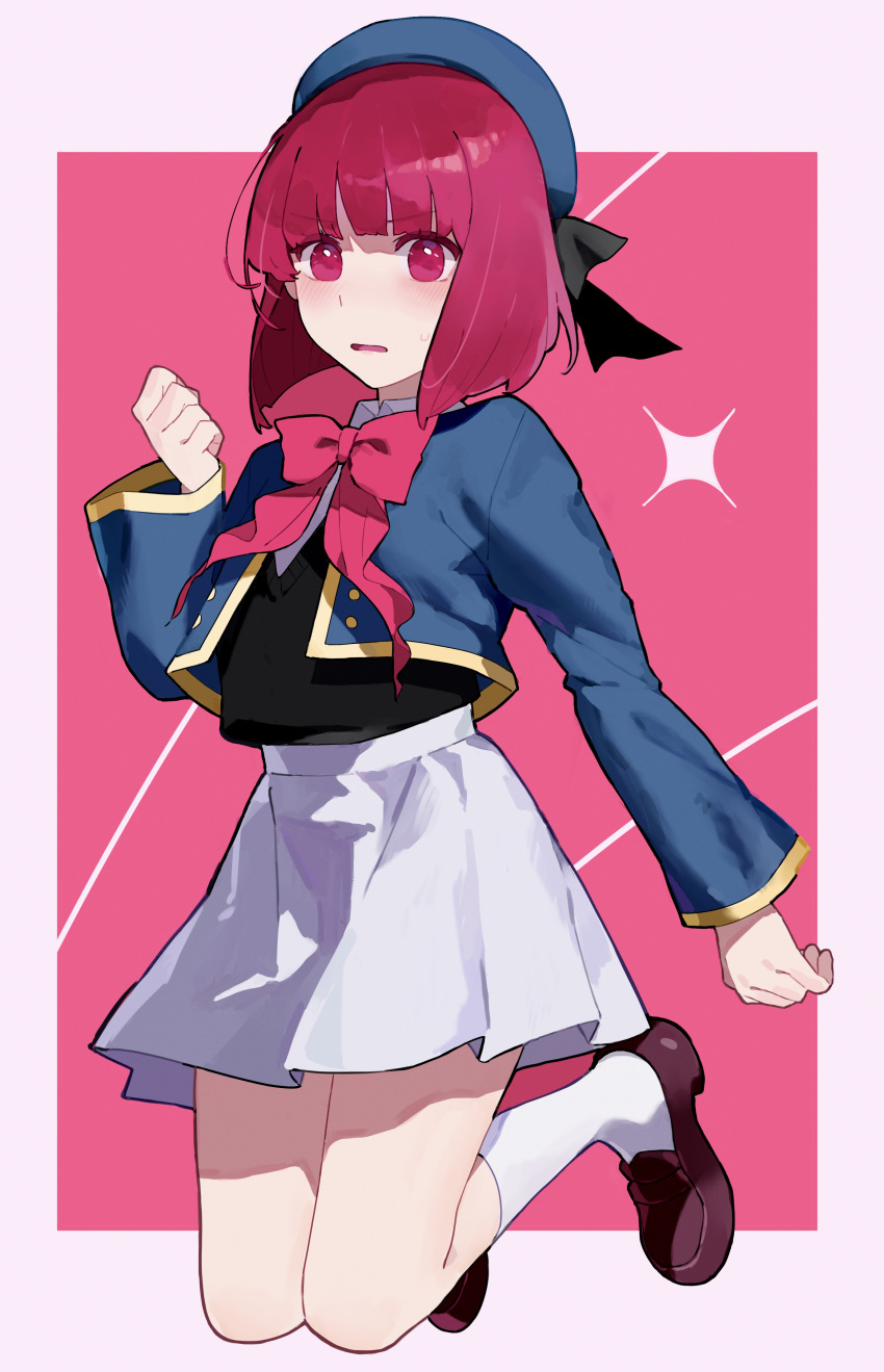 Safebooru - 1girl absurdres arima kana beret blue headwear blue jacket bob cut brown footwear ...