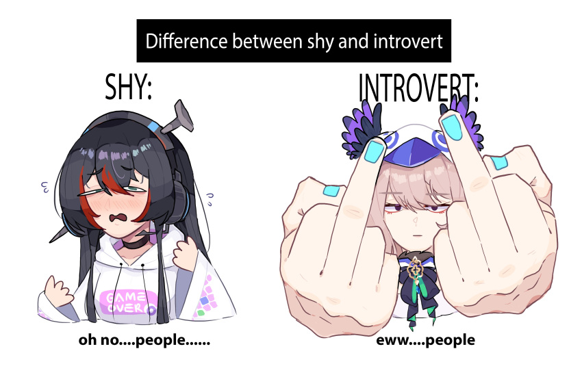 Safebooru - 2girls absurdres aqua nails black bow black bowtie black ...