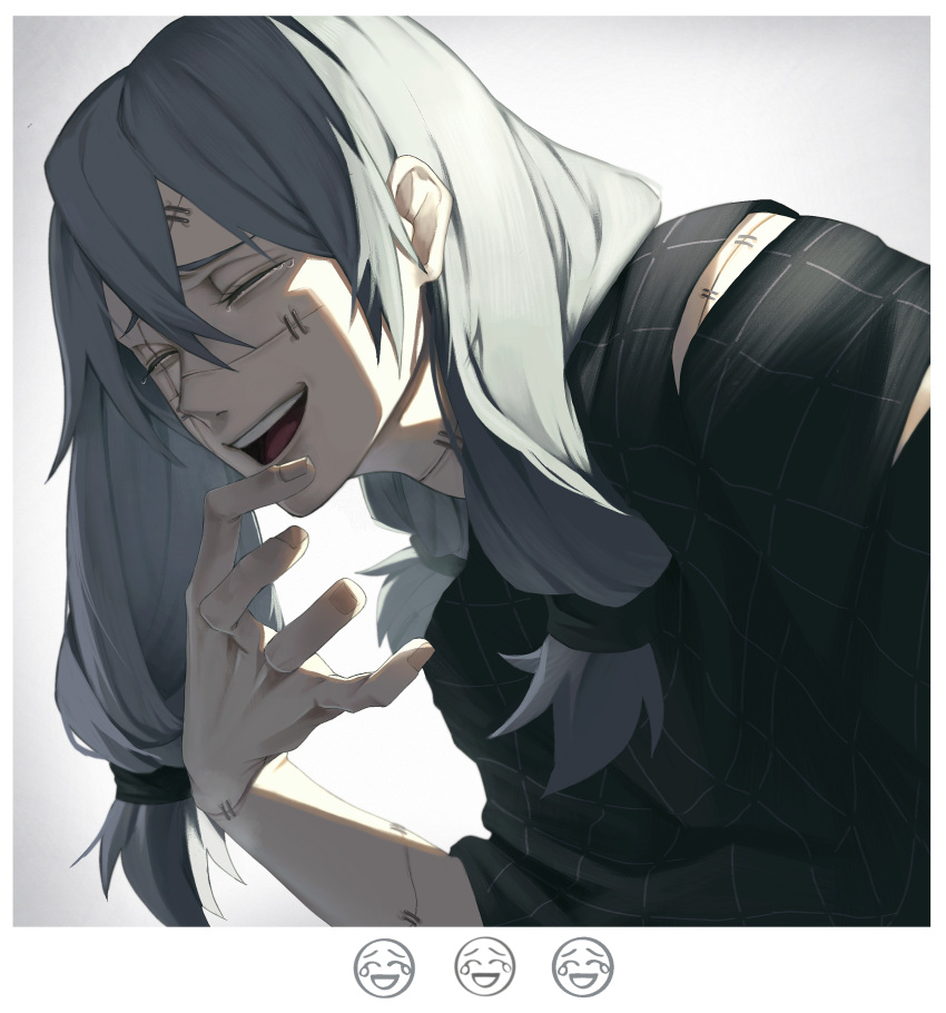 Safebooru - 1boy absurdres air (ai r ) black shirt fingernails gradient ...