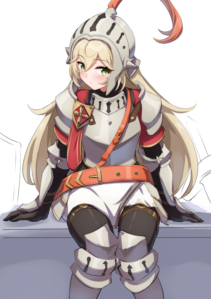 Safebooru - 1girl absurdres armor black gloves blonde hair blush breastplate character request ...