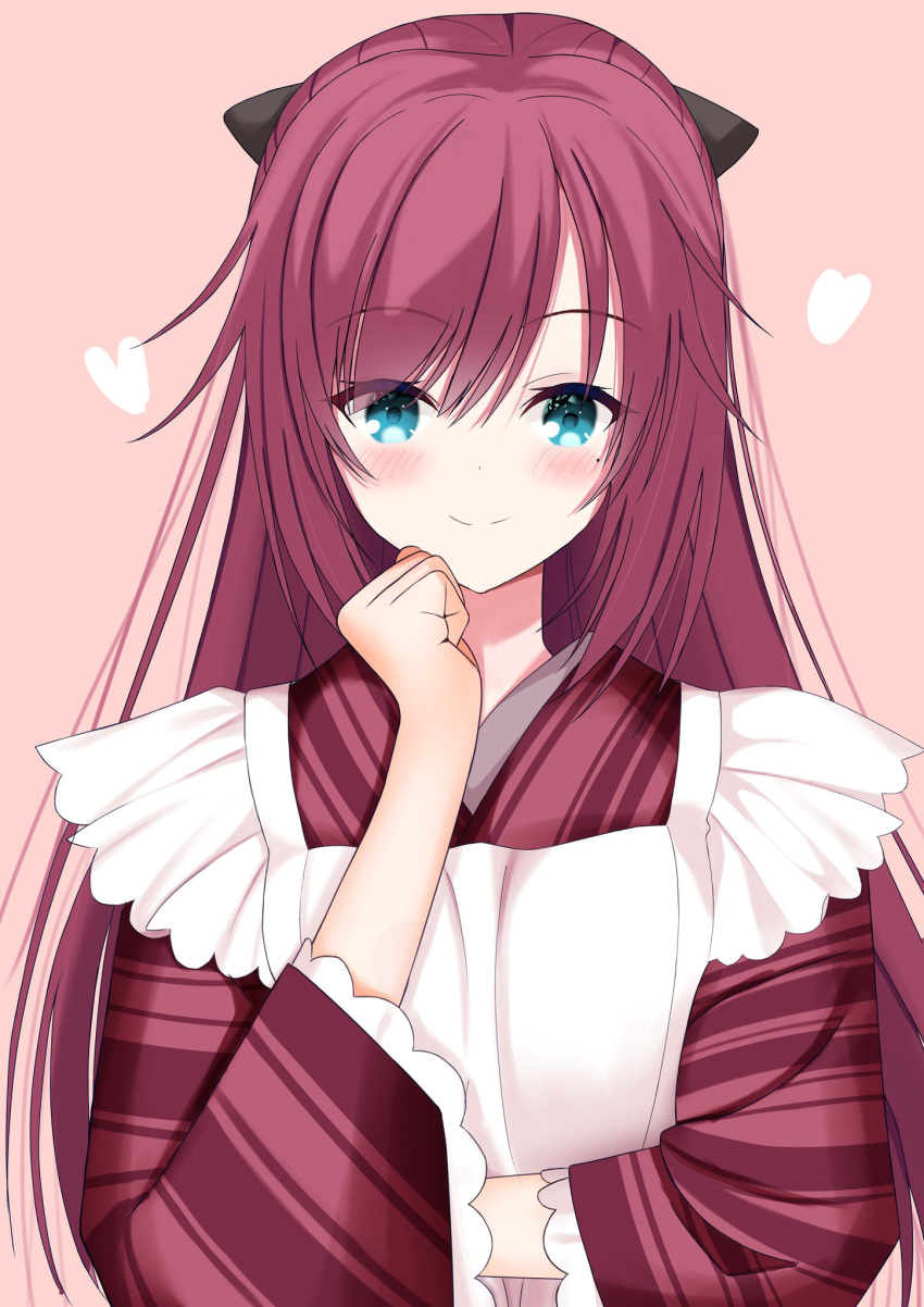 Safebooru - 1girl apron aqua eyes black bow blush bow closed mouth ...