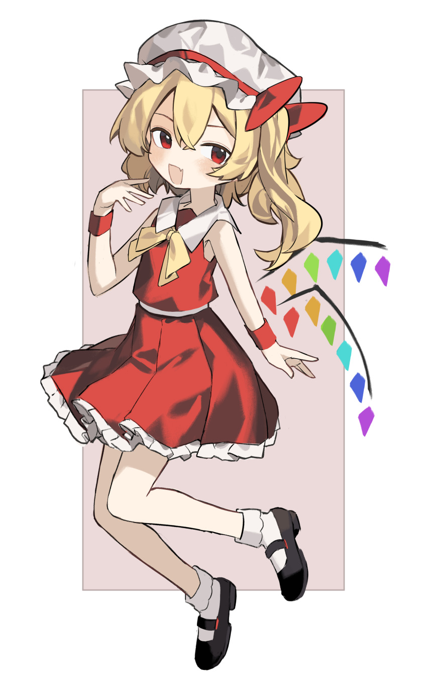 Safebooru - 1girl absurdres black footwear blonde hair clynxen crystal fang flandre scarlet full ...