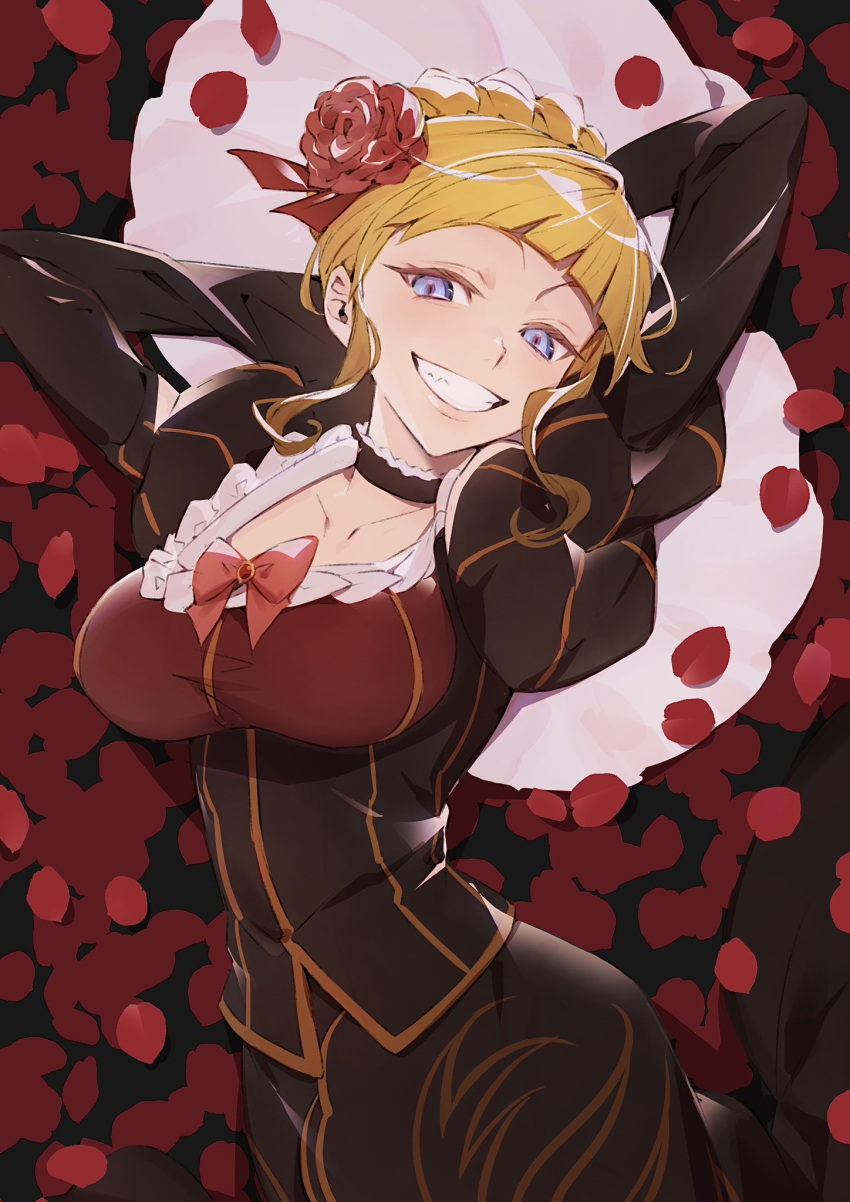 Safebooru - 1girl beatrice (umineko) blonde hair blue eyes bow breasts choker dress flower ...