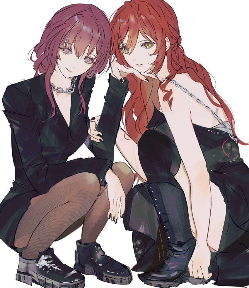 Safebooru - 2girls absurdres alternate costume bare shoulders black dress black footwear black ...