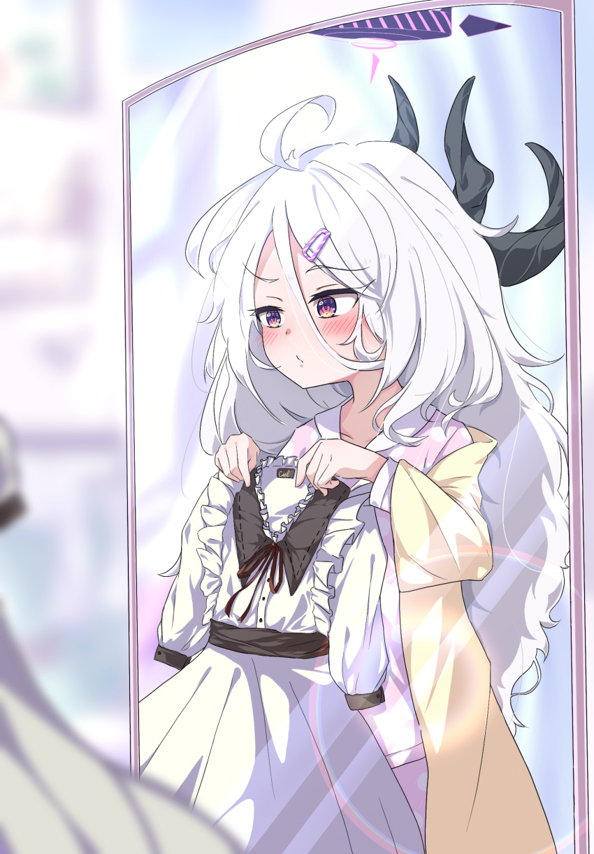 Safebooru - 1girl ahoge alternate costume blue archive commentary request dress hair ornament ...