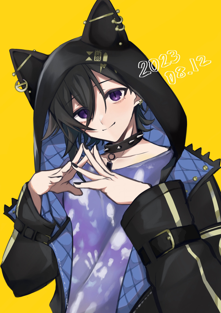 Safebooru - 1boy absurdres animal ears bishounen black hair black nails choker collar ear ...