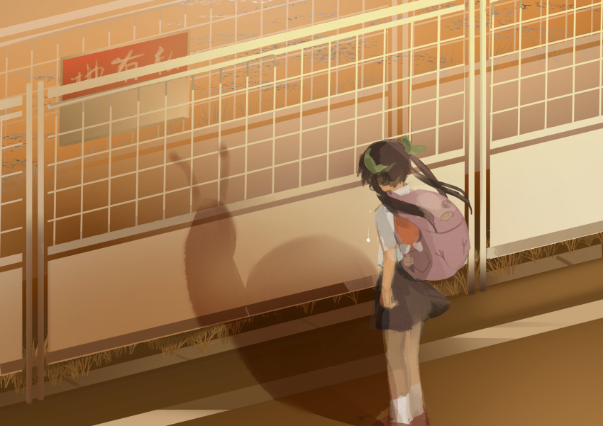 Safebooru - 1girl absurdres backpack bag black hair different shadow ...