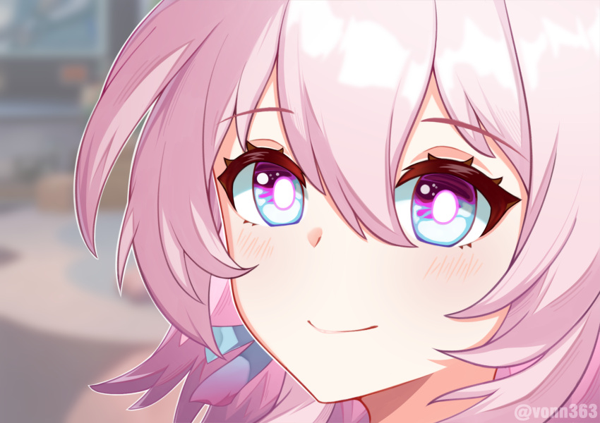 Safebooru - 1girl blue eyes blurry blurry background blush close-up ...