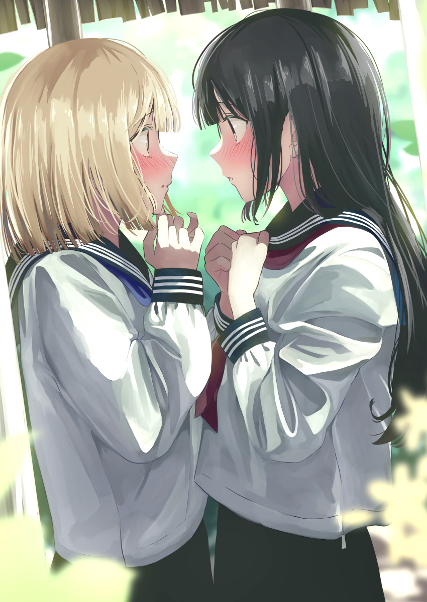 Safebooru - 2girls absurdres arisugawa bii black hair black sailor collar black skirt blonde ...