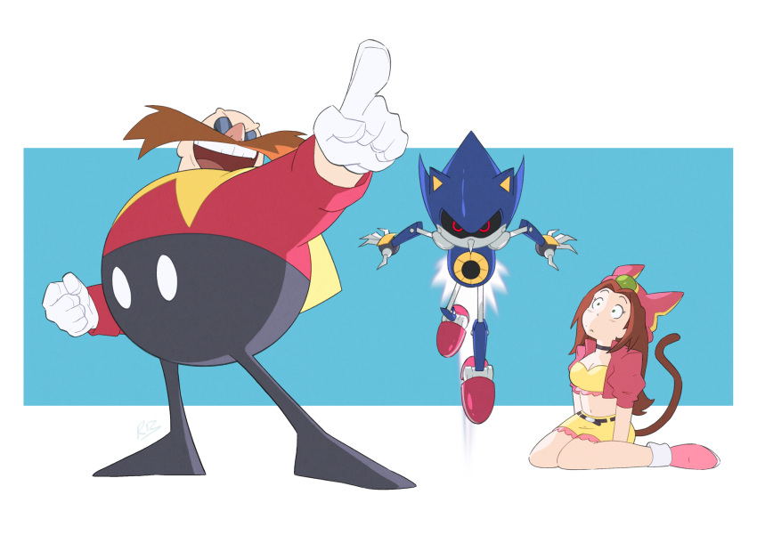 Safebooru - 1boy 1girl 1other brown hair closed mouth dr. eggman ...