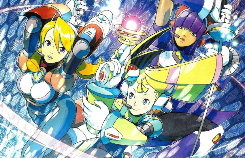 Safebooru - 3girls alia (mega man) arms up blonde hair blue eyes capcom ...