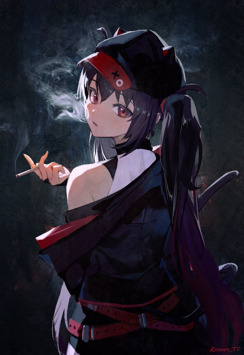 Safebooru - 1girl cigarette highres holding holding cigarette looking at viewer smoke trail ...