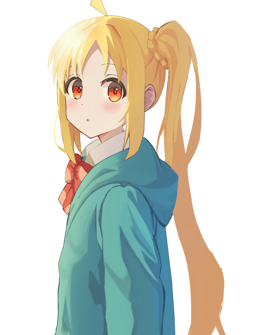 Safebooru - 1girl absurdres ahoge blonde hair blush bocchi the rock! green jacket highres hood ...