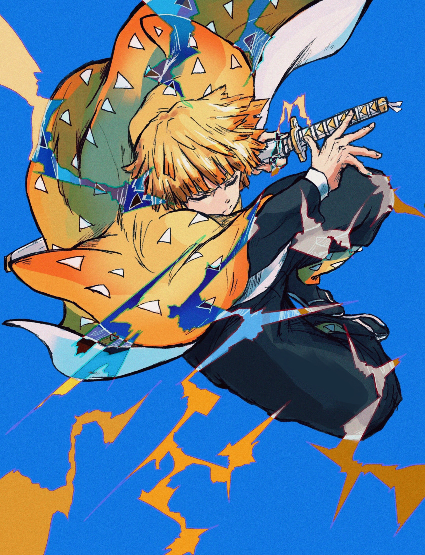 Safebooru - 1boy absurdres agatsuma zenitsu black jacket black pants ...