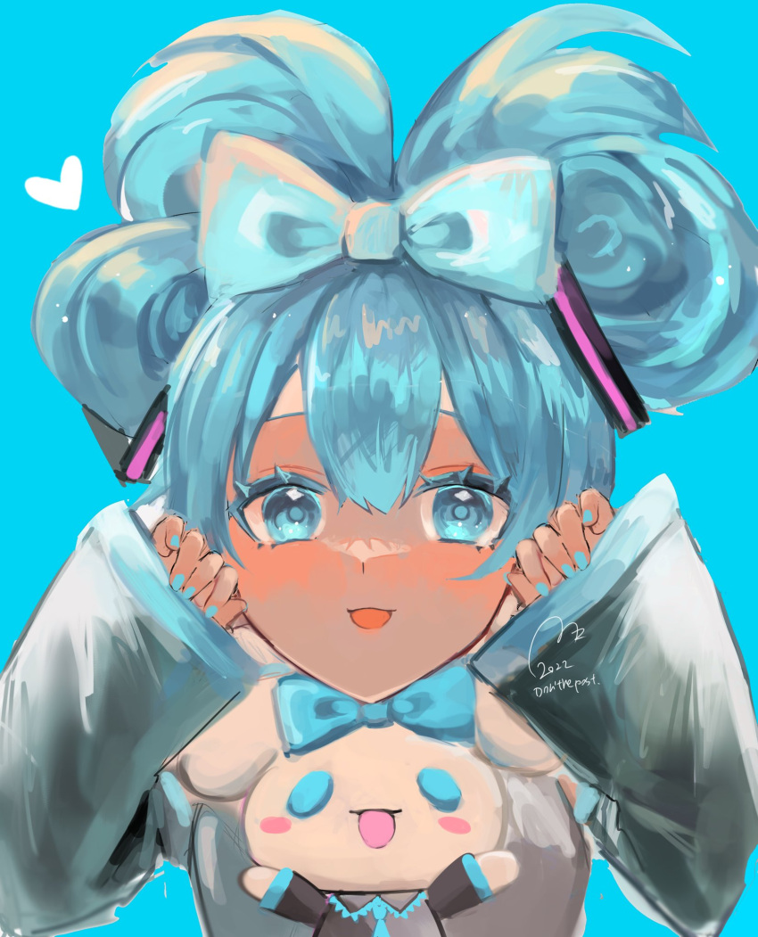 Safebooru - 1girl blue bow blue eyes blue hair blush bow cinnamiku ...