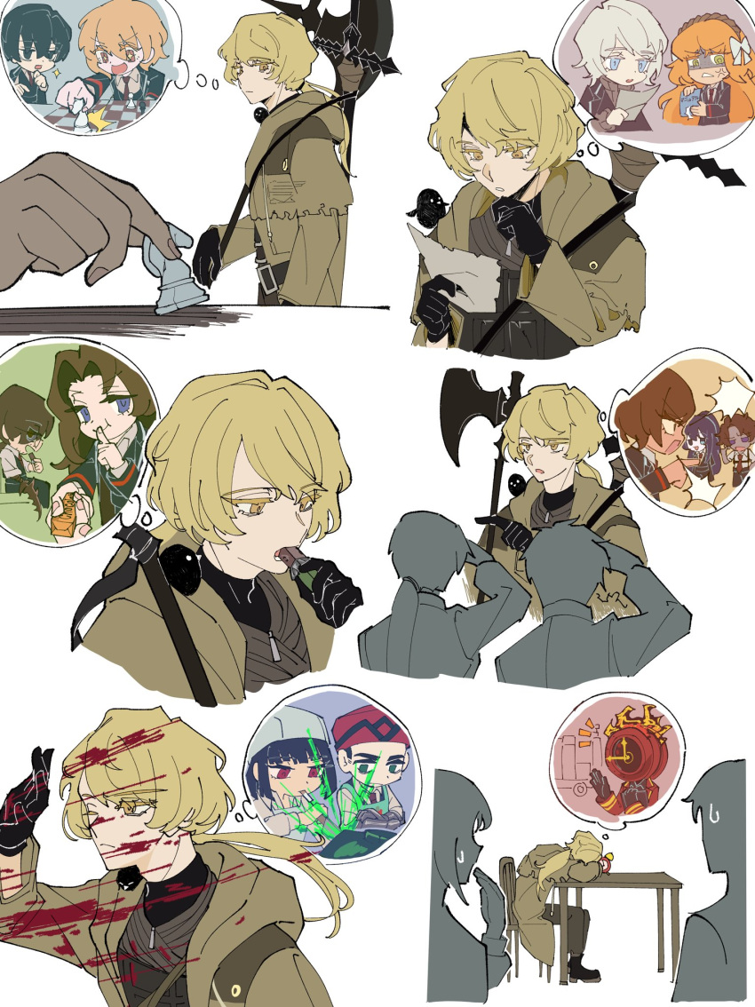 Safebooru - 1boy 2others a certain sinclair (project moon) black gloves ...