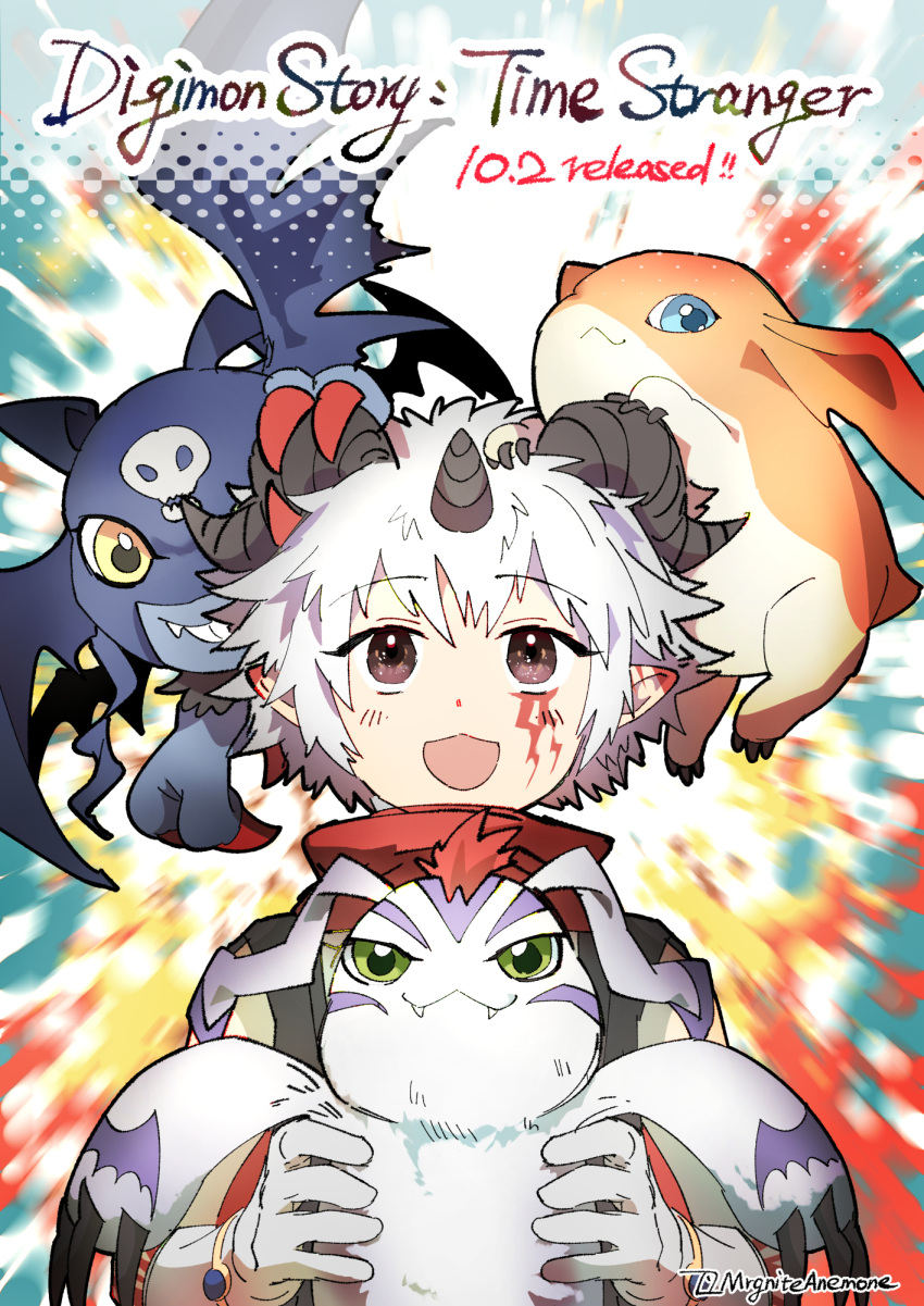 Safebooru - 1boy bat (animal) black vest blue eyes carrying commentary ...
