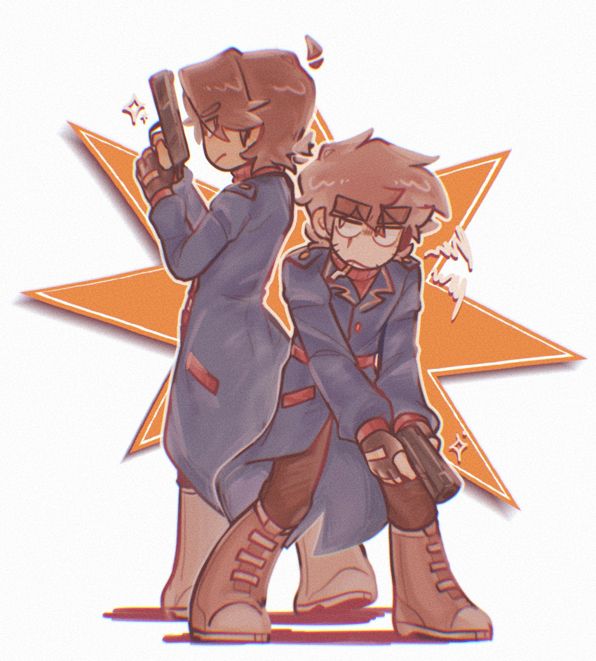 Safebooru - 2boys ahoge antenna hair back-to-back beard stubble belo ...
