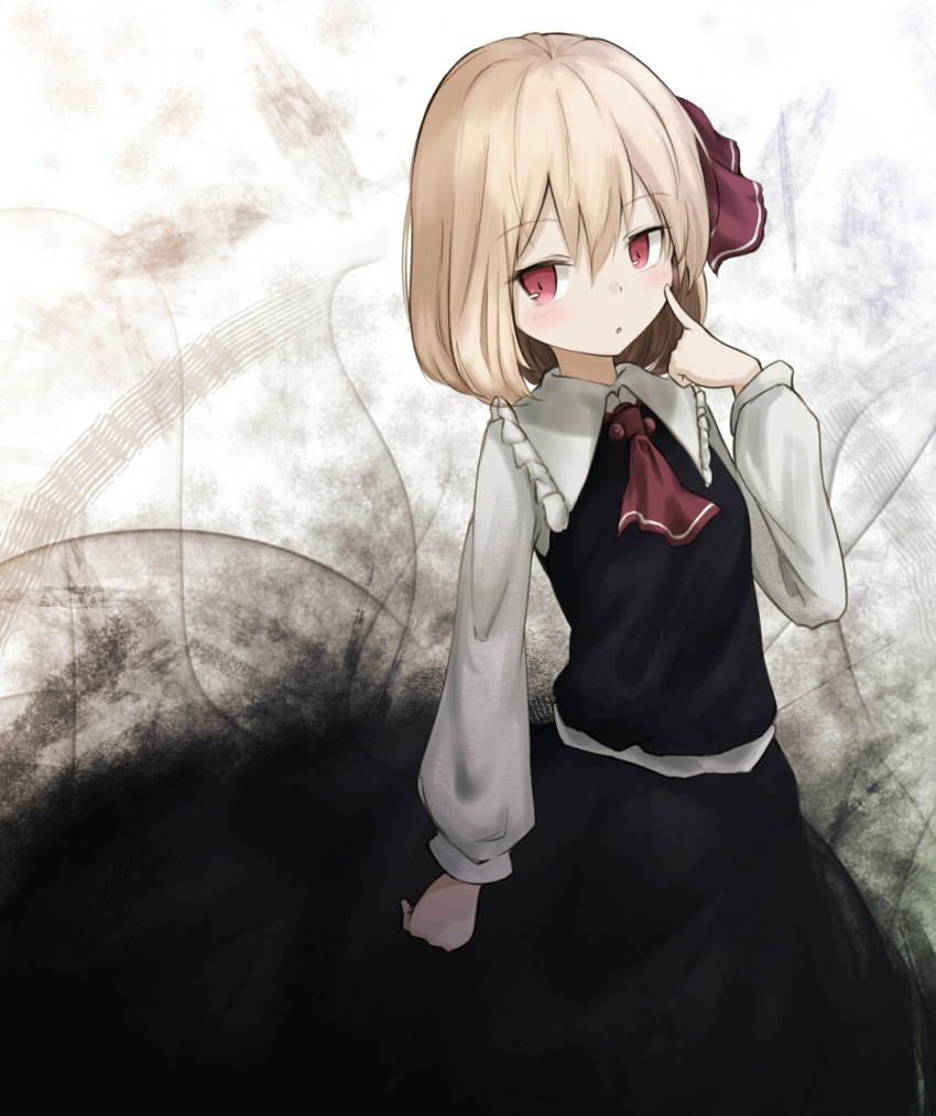 Safebooru - 1girl black vest blonde hair darkness expressionless frilled shirt collar frills ...