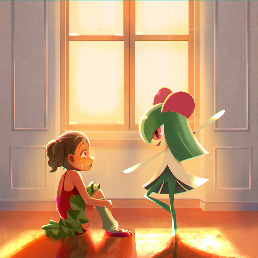 Safebooru - 1girl athletic leotard ballet slippers brown hair crying ...