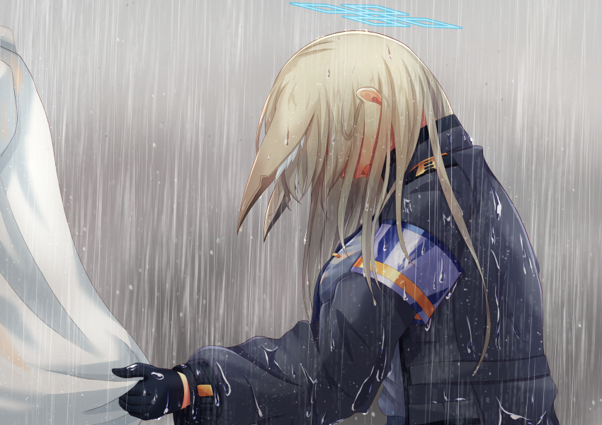 Safebooru - 1girl absurdres animal ear fluff animal ears armband black jacket blonde hair blue ...