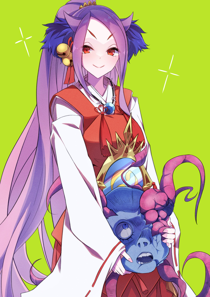 Safebooru - 1girl 1other animal ears bell blue eyes breasts dakki the ...