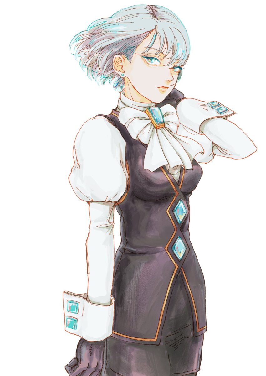 Safebooru - 1girl ace attorney ascot black gloves black skirt black vest blue eyes blue hair ...