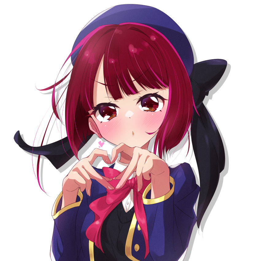 Safebooru - 1girl absurdres arima kana beret black sweater vest blue headwear blue vest blush ...