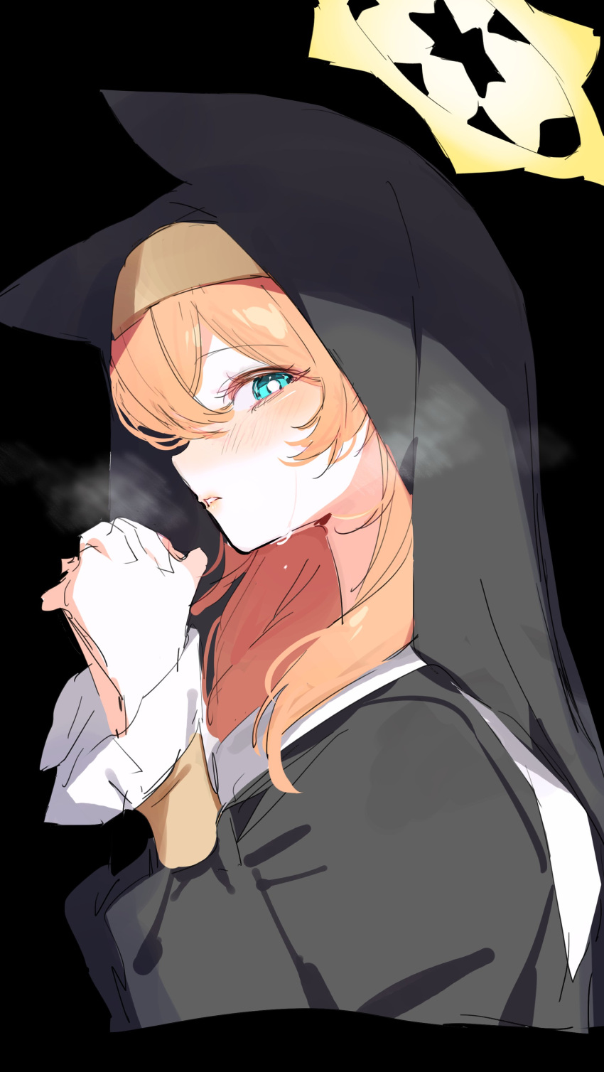 Safebooru - 1girl absurdres animal ears aqua eyes black background black dress black headwear ...