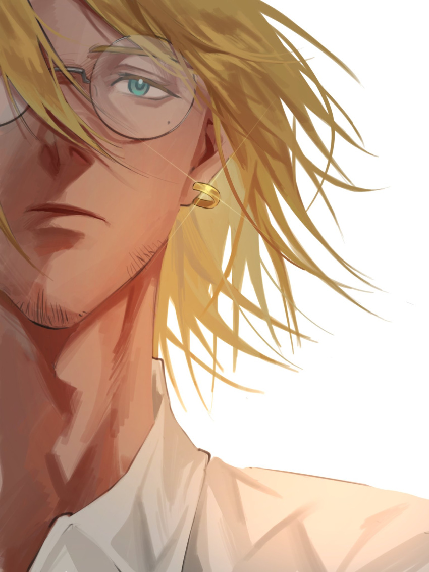 Safebooru - 1boy blonde hair blue eyes closed mouth collared shirt ...