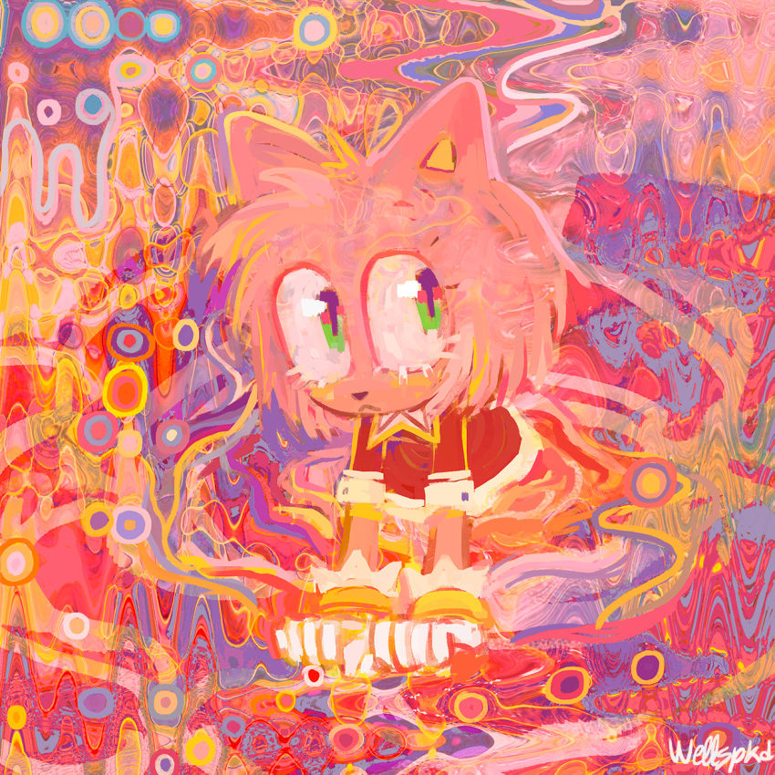 Safebooru - 1girl abstract abstract background amy rose animal ears animal nose closed mouth ...