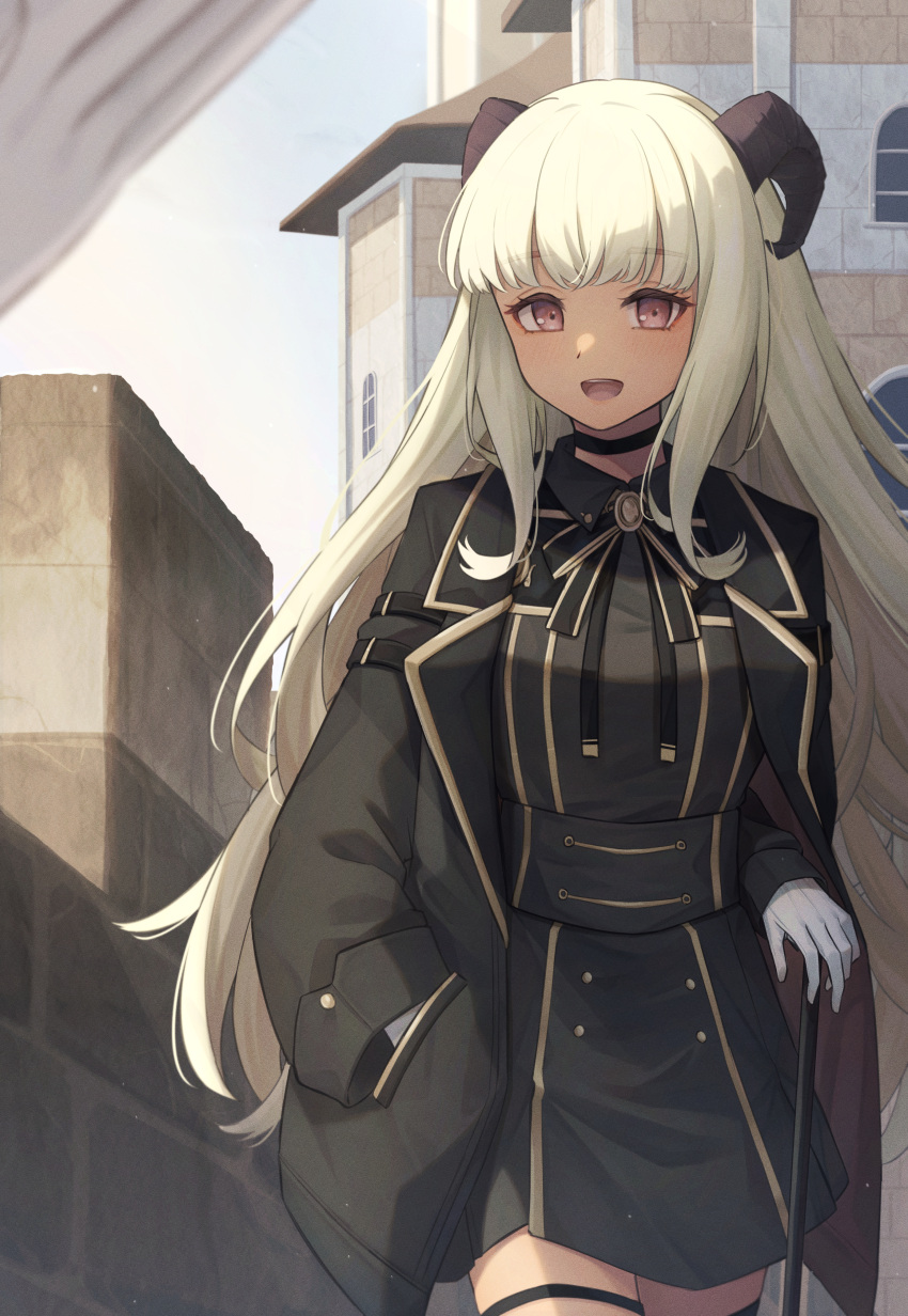 Safebooru - 1girl absurdres black skirt blonde hair blush breasts dark-skinned female dark skin ...