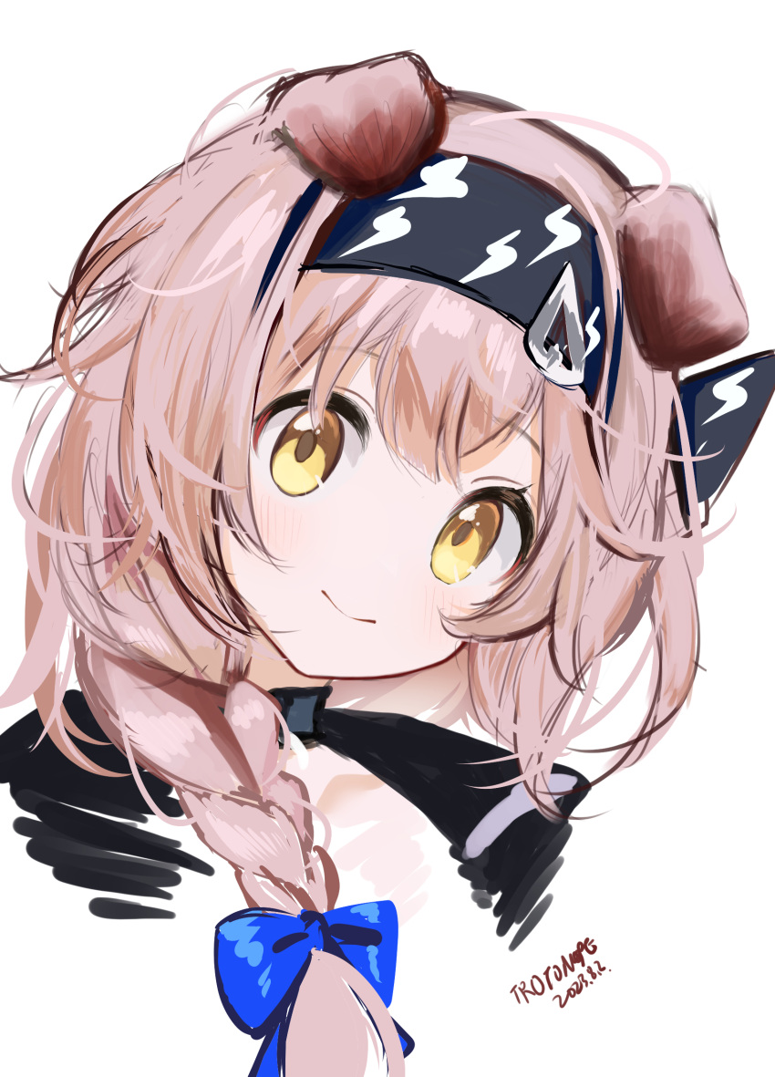 Safebooru - 1girl absurdres animal ears arknights artist name black bow black hairband blue bow ...